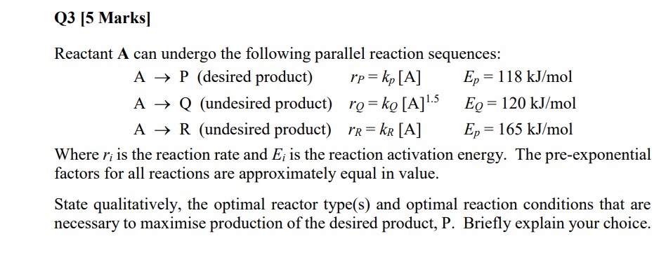 Solved Reactant A can undergo the following parallel | Chegg.com