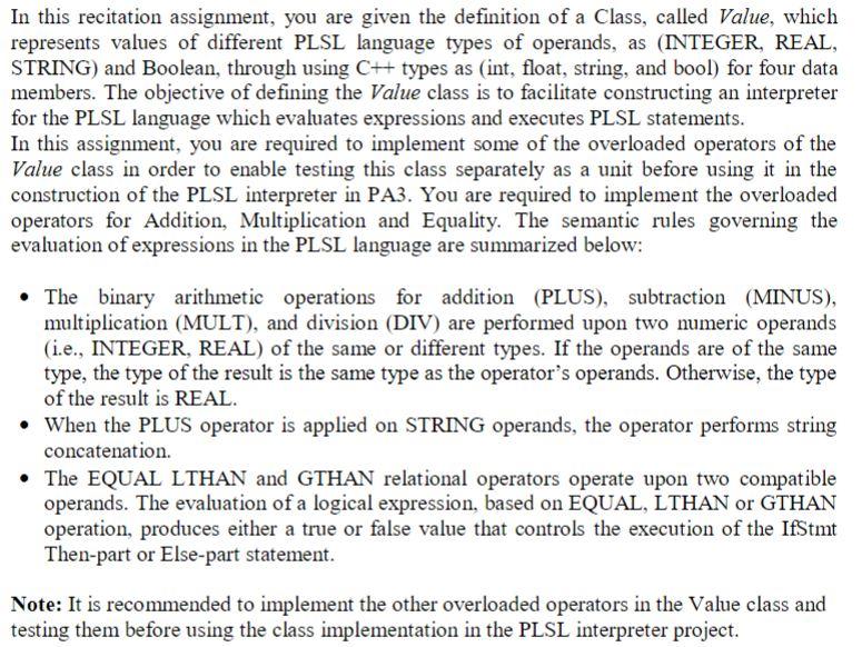 val.h #ifndef VALUE_H #define VALUE_H #include | Chegg.com