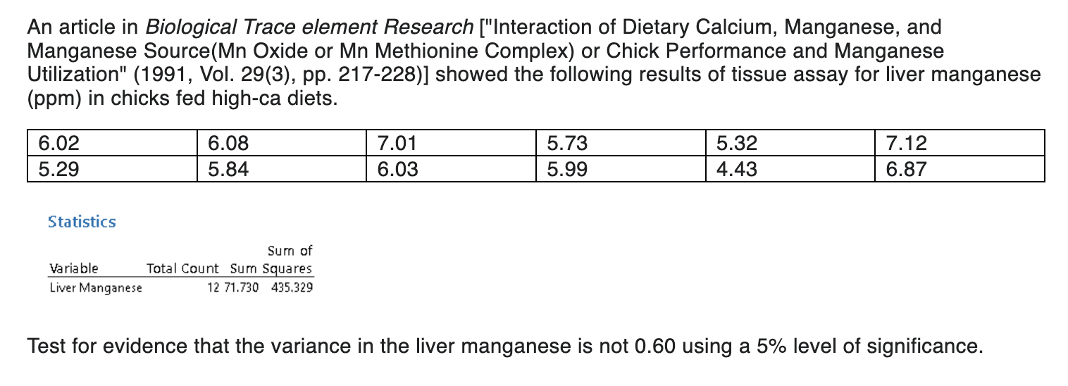 Solved An article in Biological Trace element Research | Chegg.com