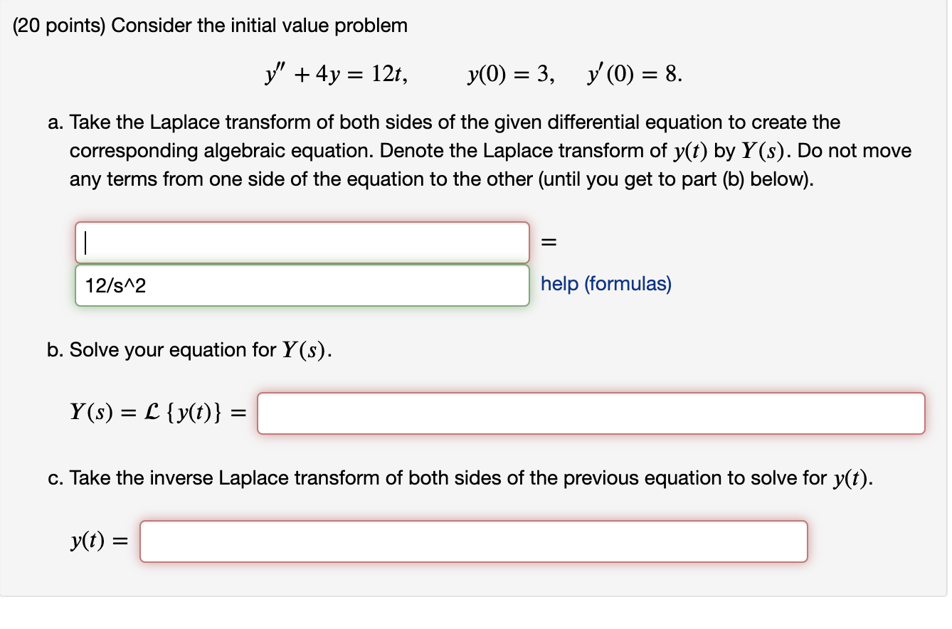 Solved (20 points) Consider the initial value problem | Chegg.com