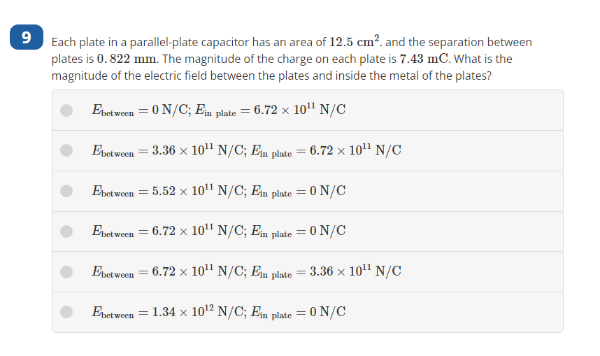 Solved Each plate in a parallel-plate capacitor has an area | Chegg.com