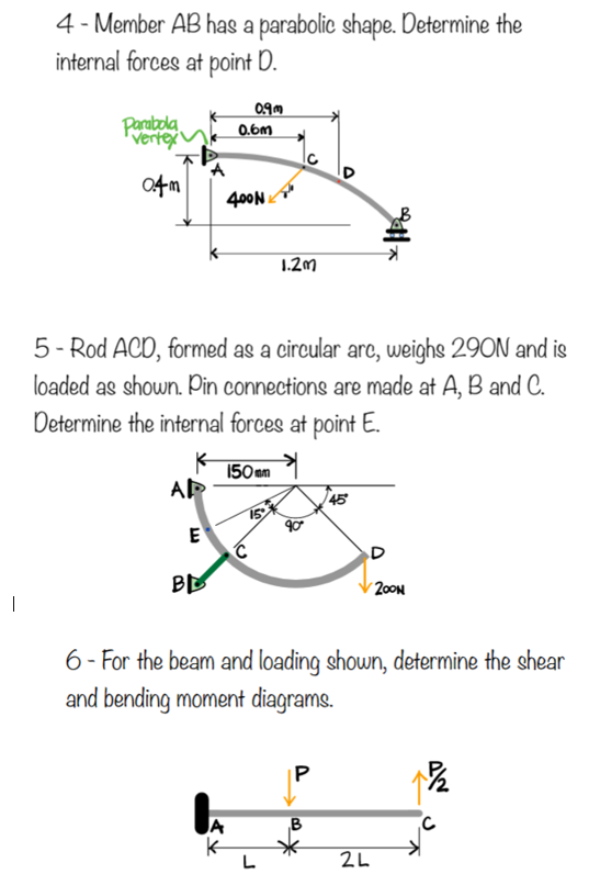 Solved 4 - Member AB has a parabolic shape. Determine the | Chegg.com