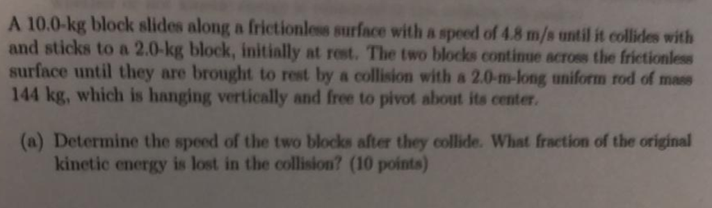 Solved A 10.0-kg block slides along a frictionless surface | Chegg.com