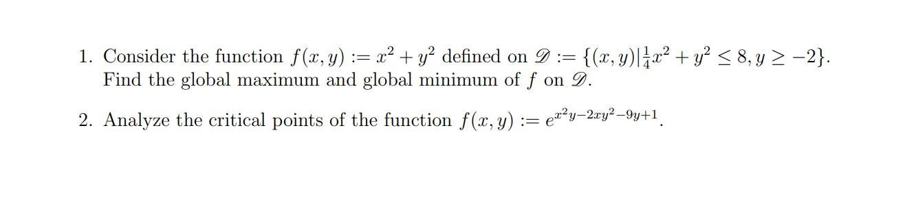 Solved 1. Consider the function f(x,y):=x2+y2 defined on | Chegg.com