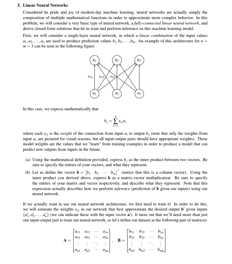 Solved Linear Neural NetworksConsidered he ﻿pride and joy of | Chegg.com