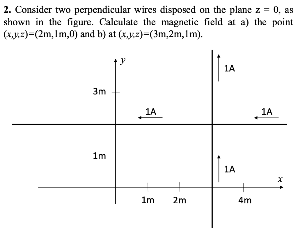 Solved 2. Consider two perpendicular wires disposed on the | Chegg.com
