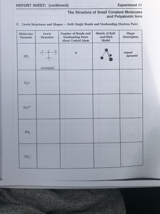 Solved REPORT SHEET: (continued) Experiment 11 The Structure | Chegg.com