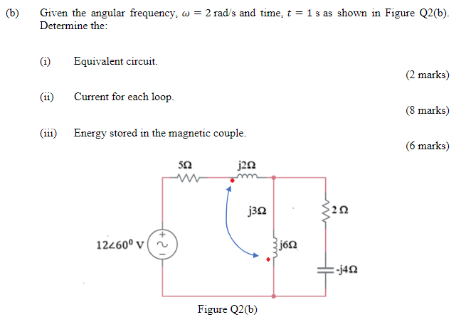 Solved (b) = Given the angular frequency, w = 2 rad/s and | Chegg.com