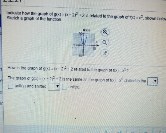 Solved Indicate how the graph of g(x)=(x-2)^2+ is related to | Chegg.com