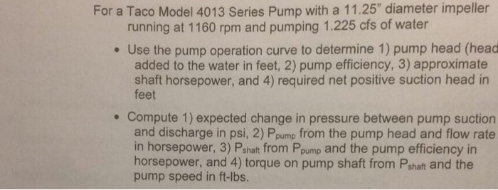 Solved For a Taco Model 4013 Series Pump with a 11.25" | Chegg.com