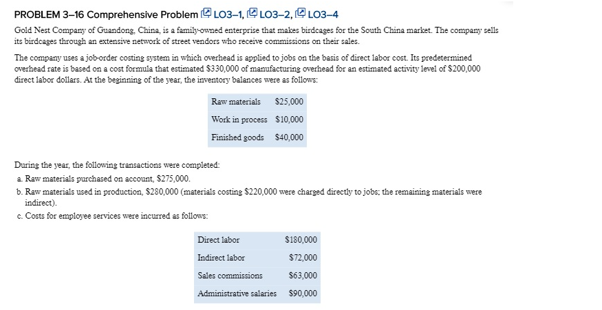 Solved PROBLEM 3-16 Comprehensive Problem [니 LO3-1, [니 | Chegg.com