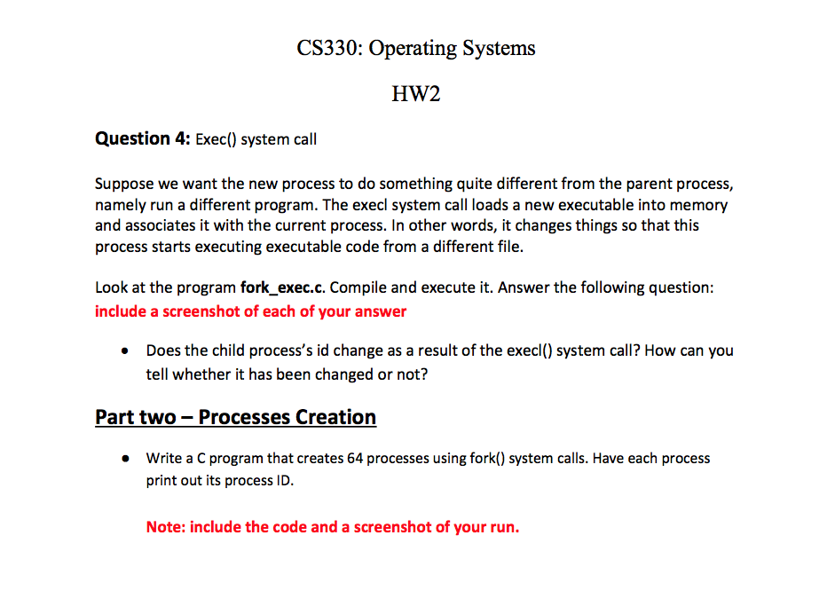 Solved CS330: Operating Systems HW2 Objectives: 1. Gaining a | Chegg.com