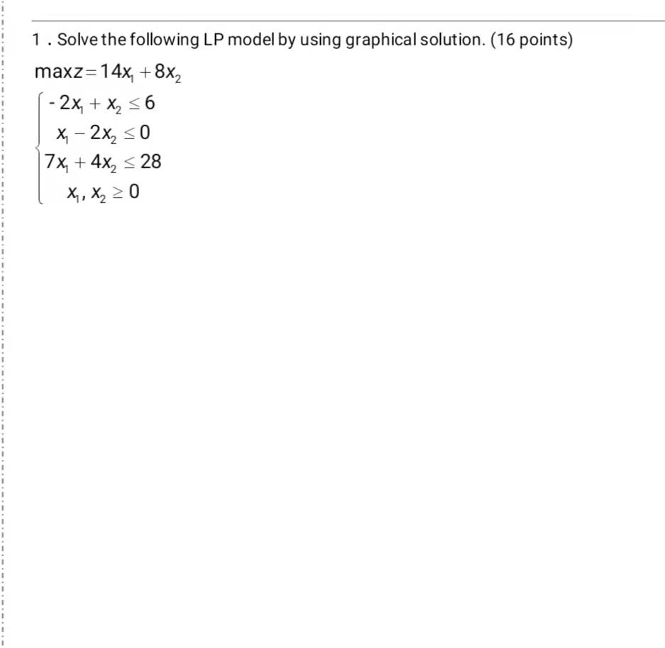 Solved 1. Solve the following LP model by using graphical | Chegg.com