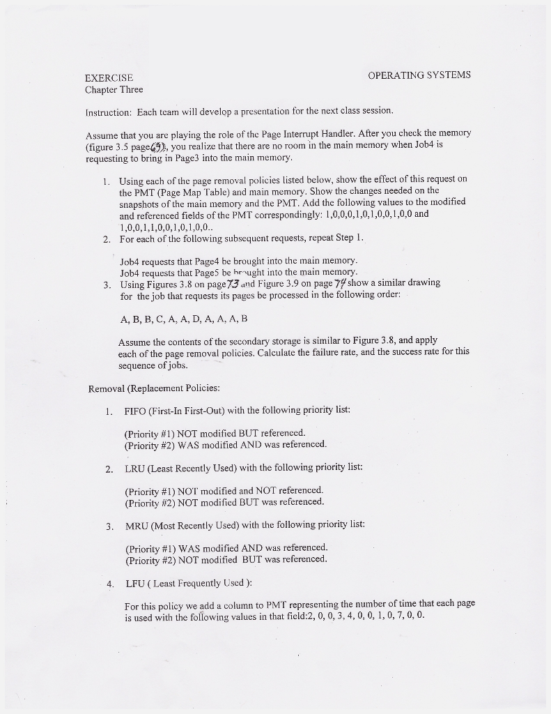 EXERCISE Chapter Three OPERATING SYSTEMS Instruction: | Chegg.com