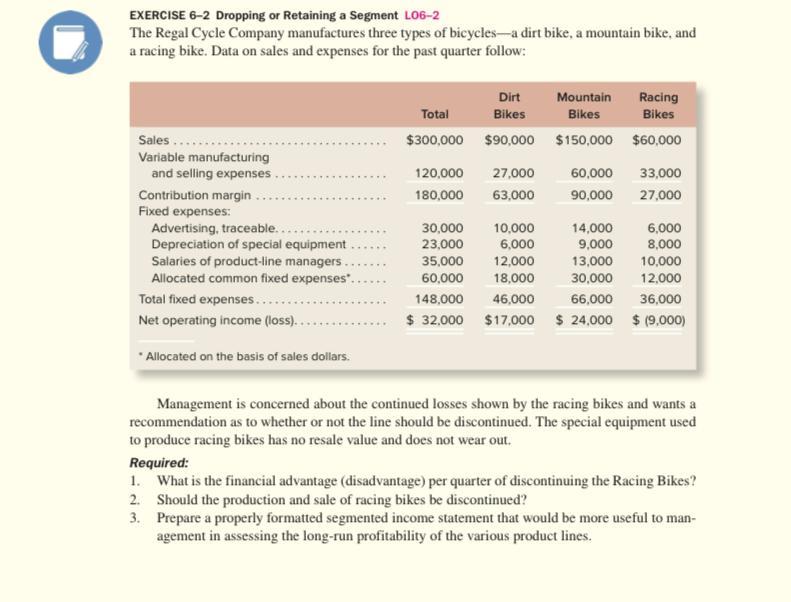 Solved EXERCISE 6-2 Dropping or Retaining a Segment L06-2 | Chegg.com