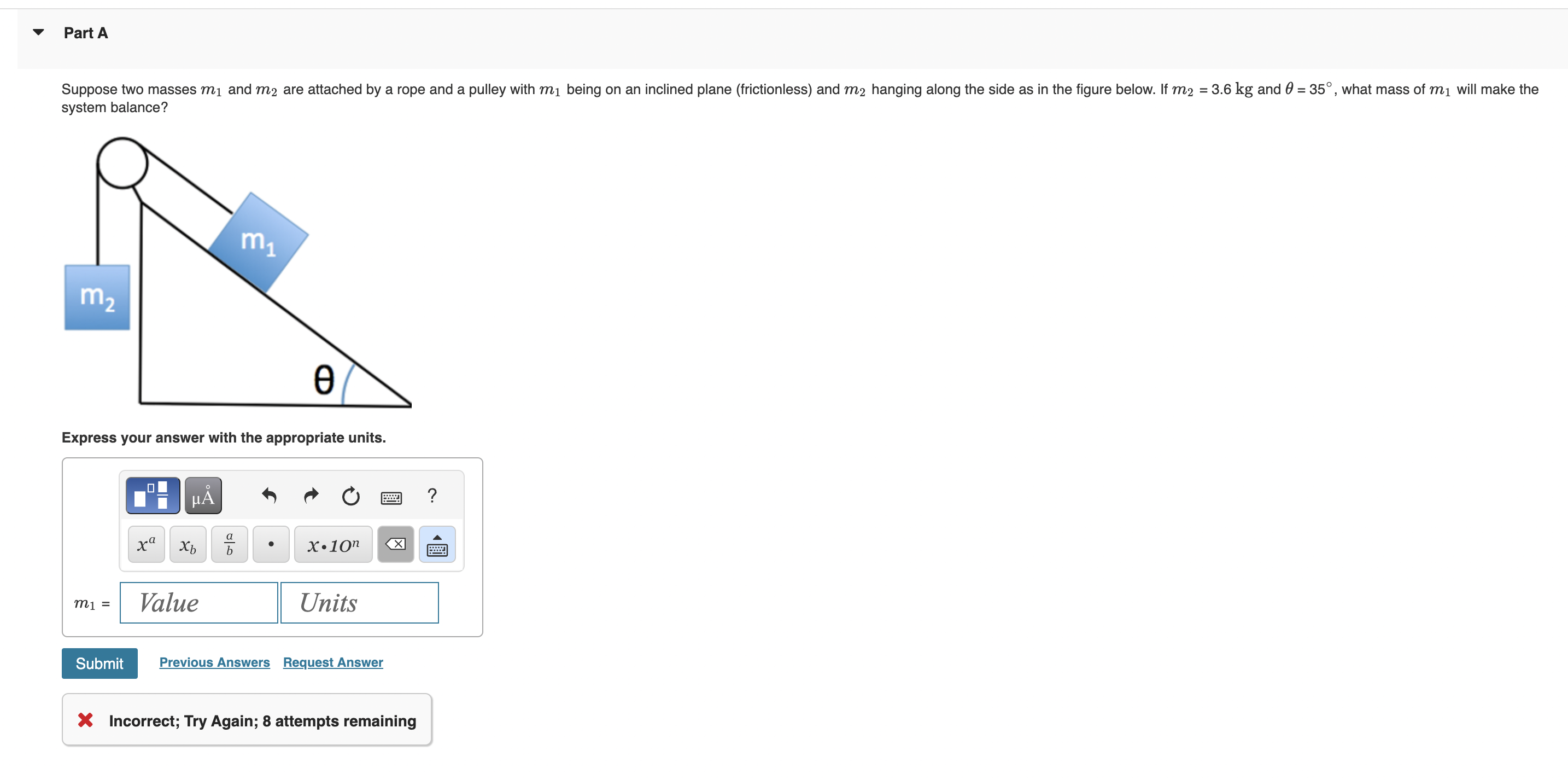 Solved Suppose two masses m1 and m2 are attached by a rope | Chegg.com
