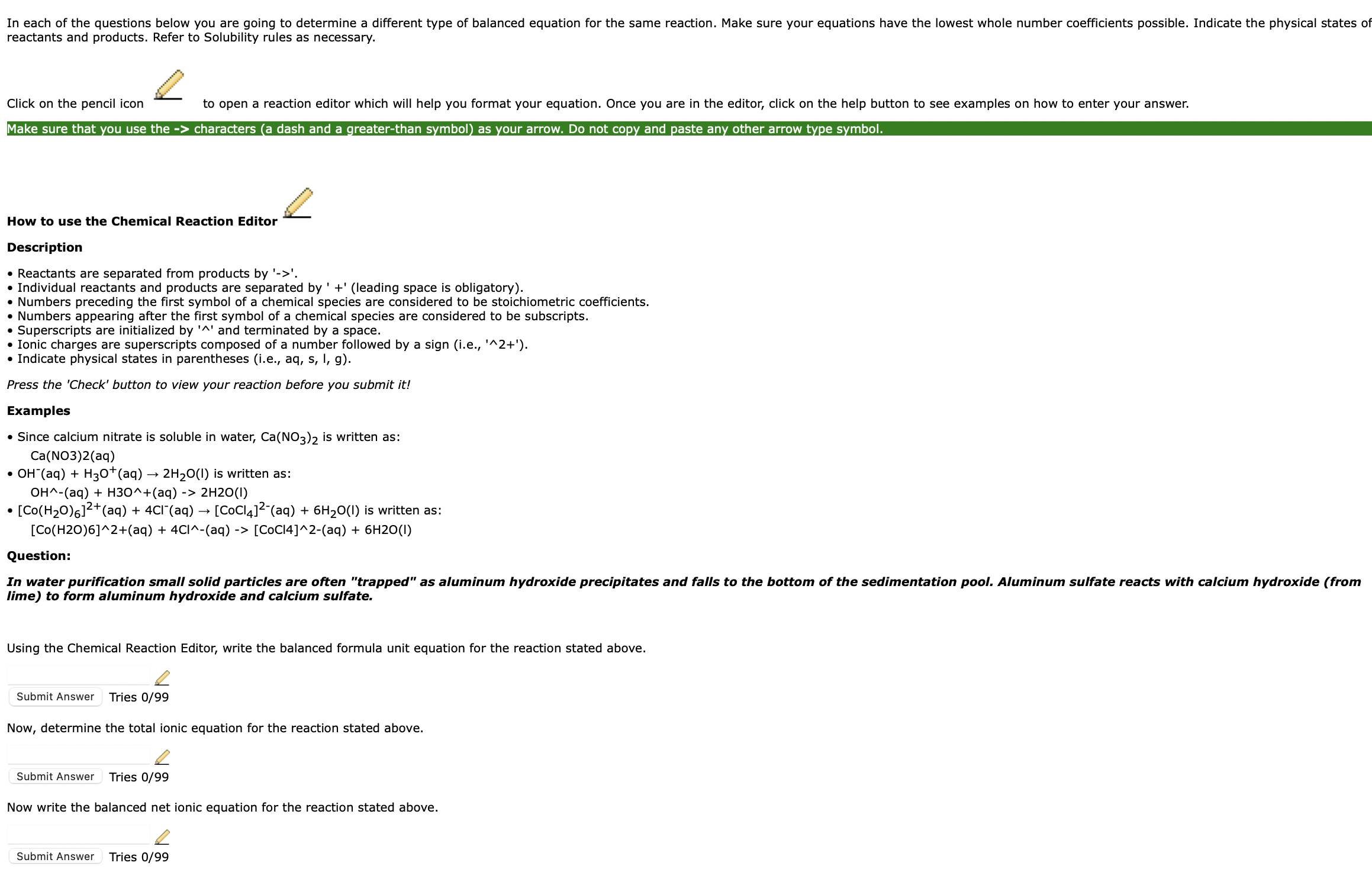 Solved reactants and products. Refer to Solubility rules as | Chegg.com