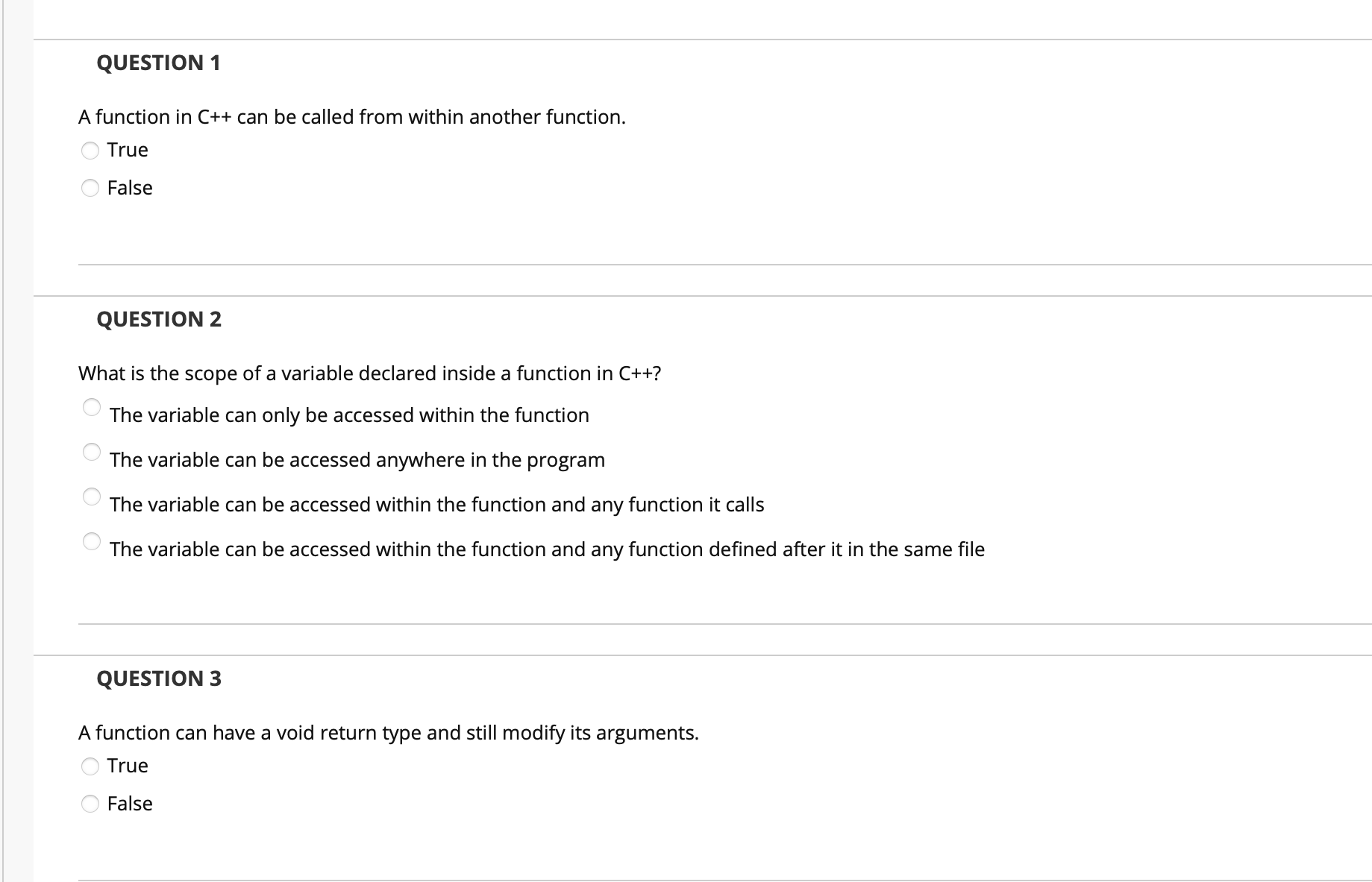 Solved A function in C++ can be called from within another | Chegg.com