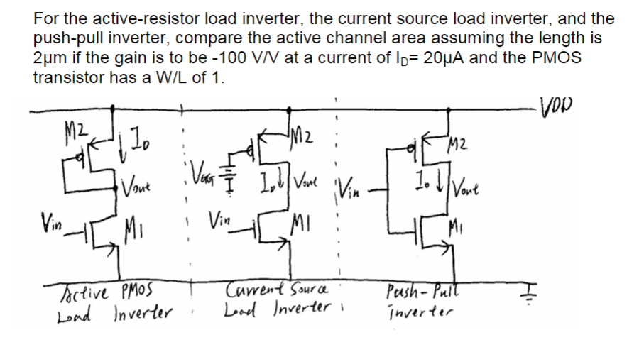 Solved For the active-resistor load inverter, the current | Chegg.com