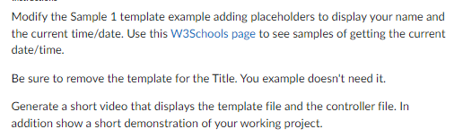 Solved Modify the Sample 1 template example adding | Chegg.com