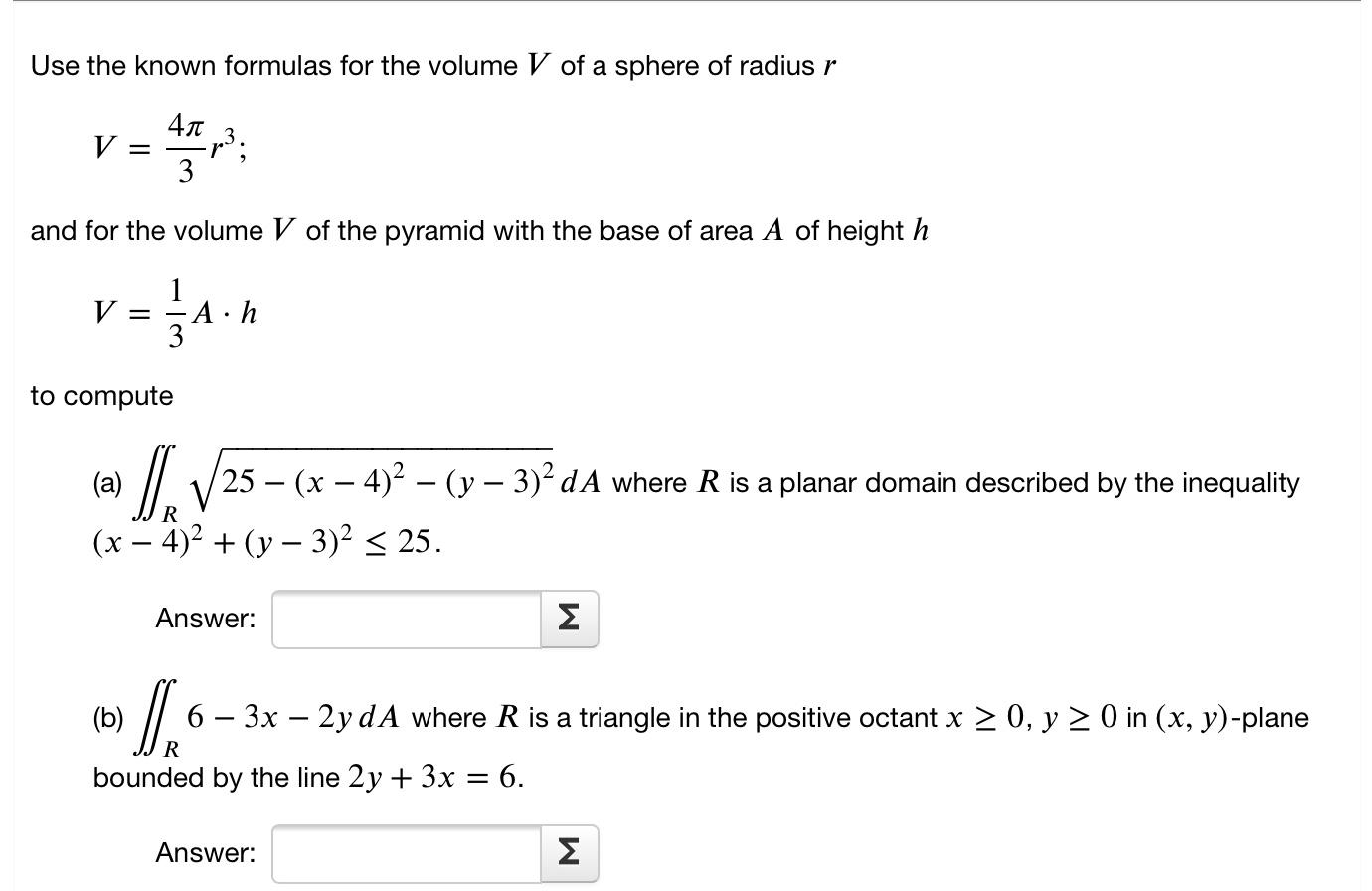 Solved Compute the integral ſostsıxy da by considering the | Chegg.com