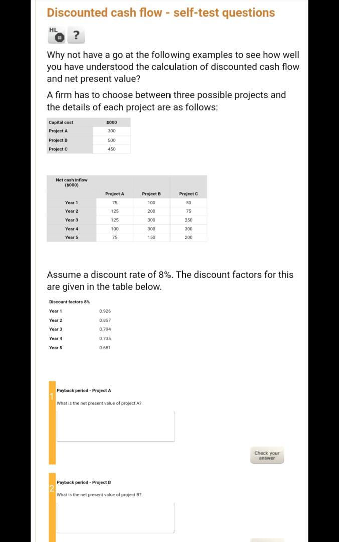 Solved Discounted cash flow - self-test questions HL ? Why | Chegg.com