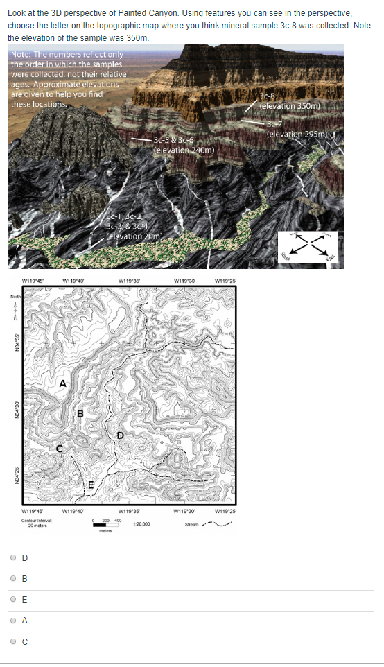 Solved Look at the 3D perspective of Painted Canyon. Using | Chegg.com