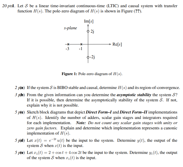 Solved 20 ptsi. Let S be a linear time-invariant | Chegg.com