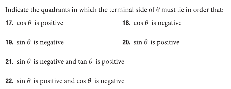 Solved Indicate the quadrants in which the terminal side of | Chegg.com