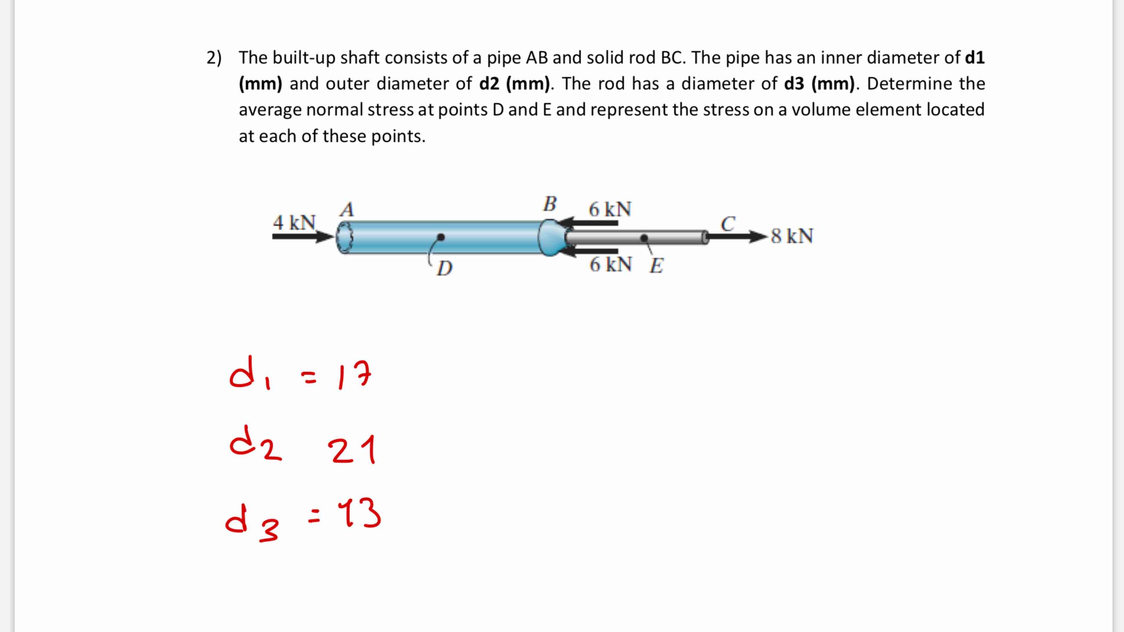 Solved The built-up ﻿shaft consists of ﻿a pipe AB ﻿and solid | Chegg.com