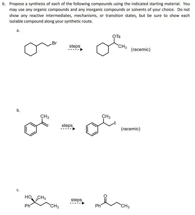 Solved 6. Propose a synthesis of each of the following | Chegg.com