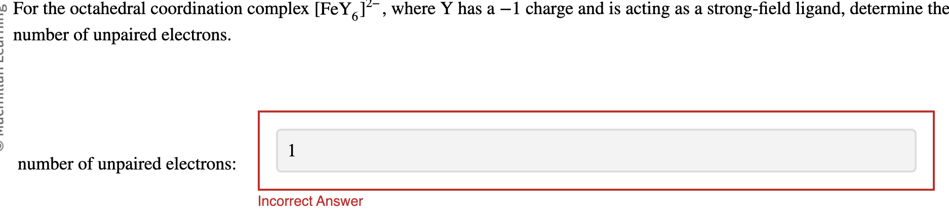 Solved For the octahedral coordination complex | Chegg.com