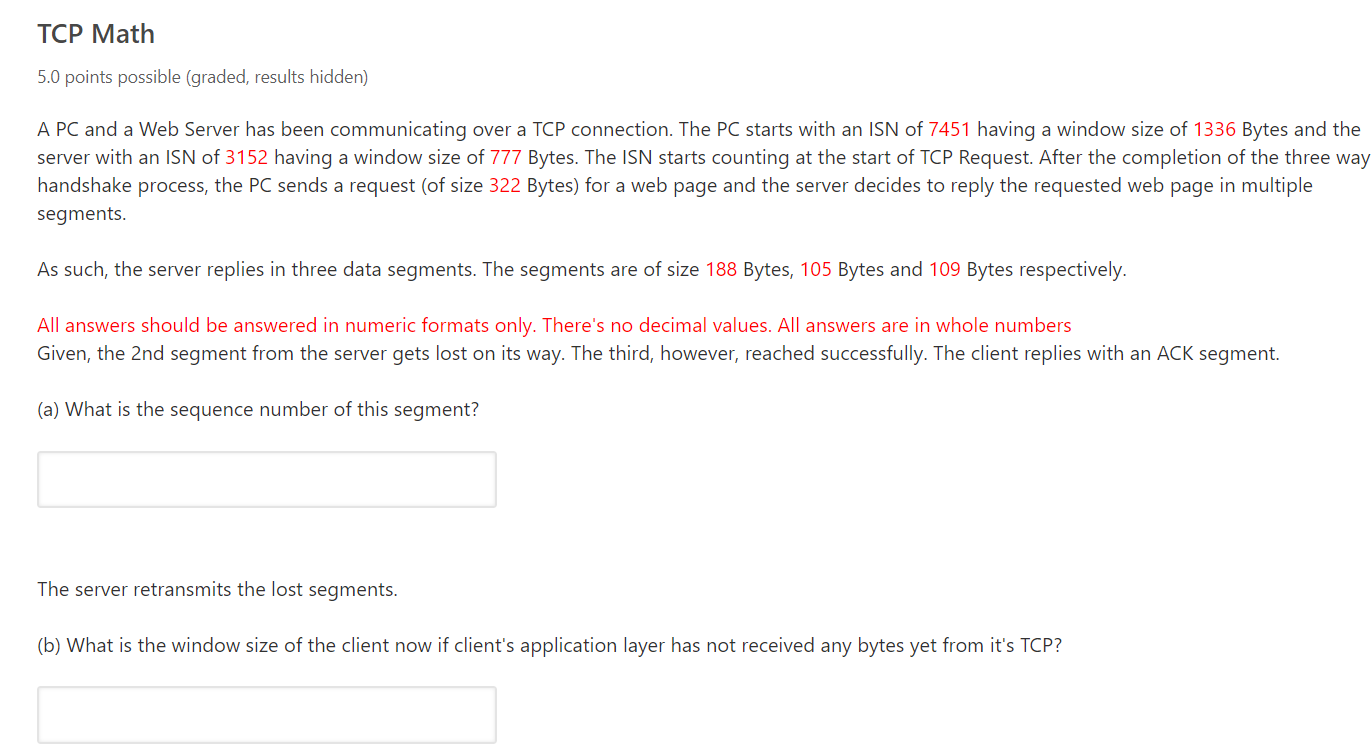 Solved TCP Math 5.0 points possible (graded, results hidden) | Chegg.com