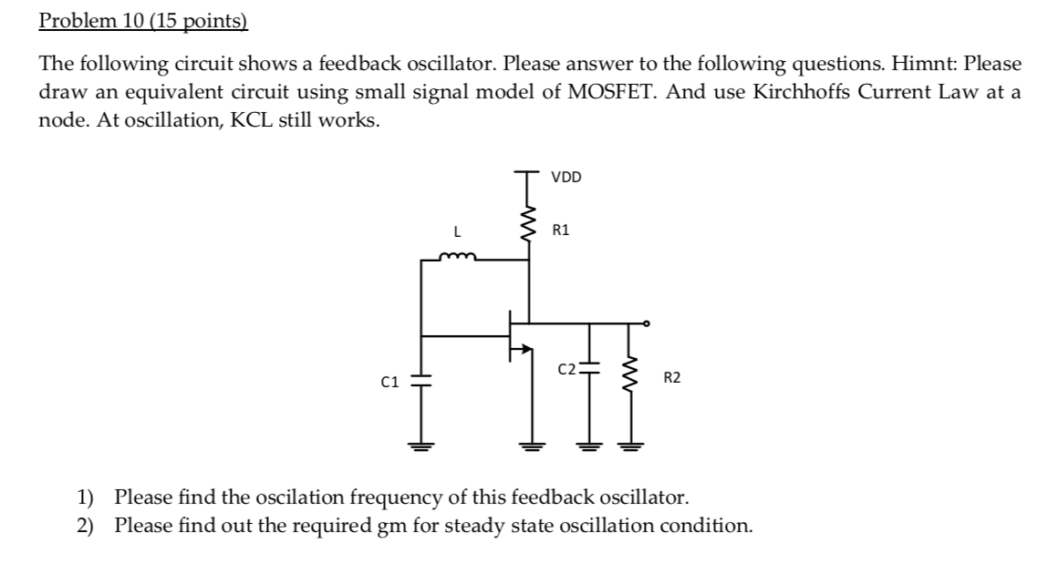 Solved Problem 10 (15 points) The following circuit shows a | Chegg.com Solved Problem 10 (15 points) The following circuit shows a | Chegg.com