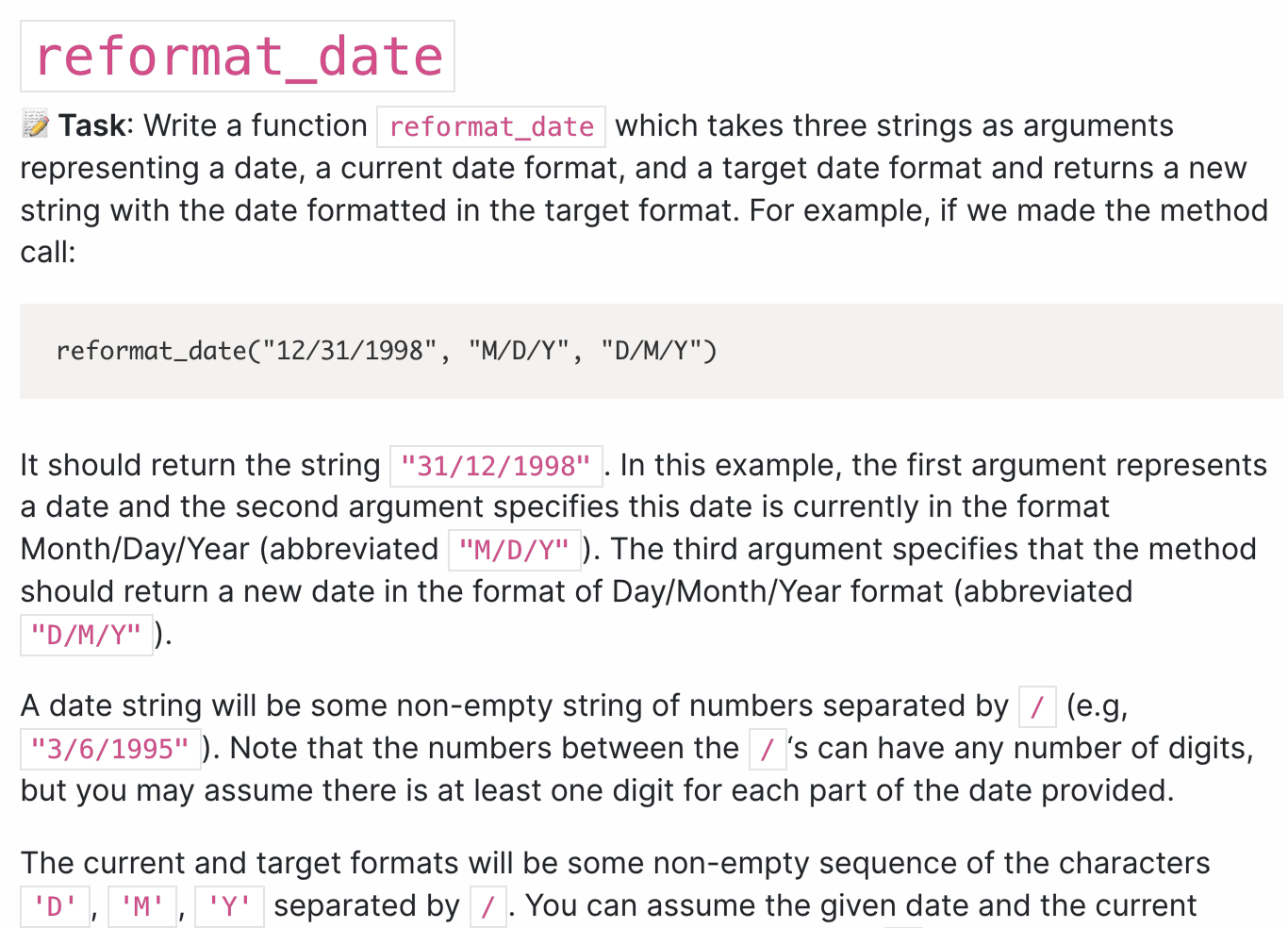 Solved Reformat Date Task Write A Function Reformat Date