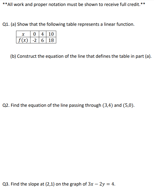 Solved **All work and proper notation must be shown to | Chegg.com