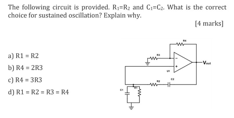 Solved The following circuit is provided. R1=R2 and C1=C2. | Chegg.com