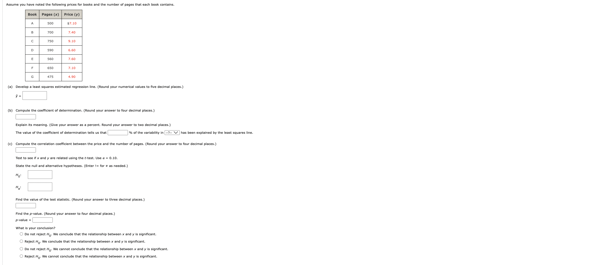 Solved Assume you have noted the following prices for books | Chegg.com