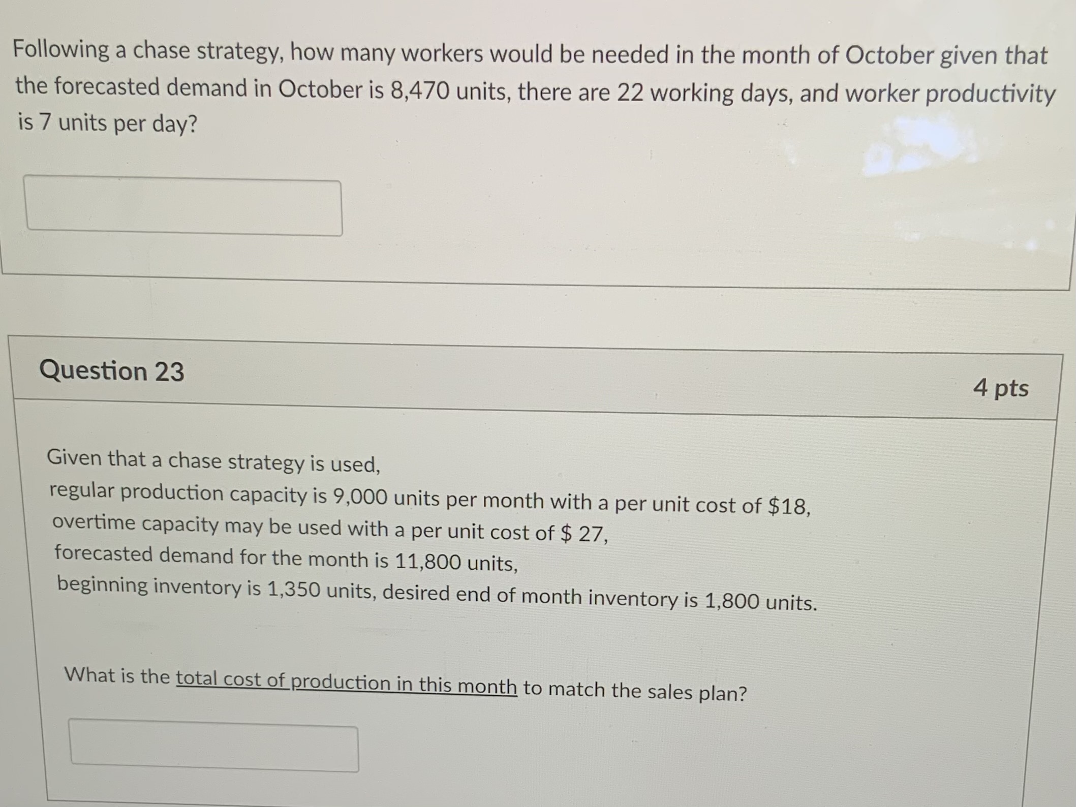 Solved Following a chase strategy, how many workers would be | Chegg.com