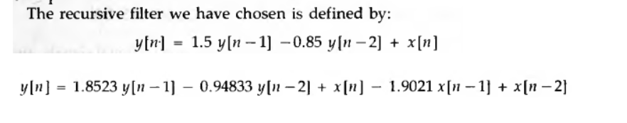 Solved The recursive filter we have chosen is defined by: | Chegg.com