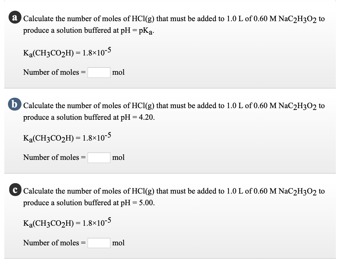 Solved A Calculate The Number Of Moles Of Hcl G That Must
