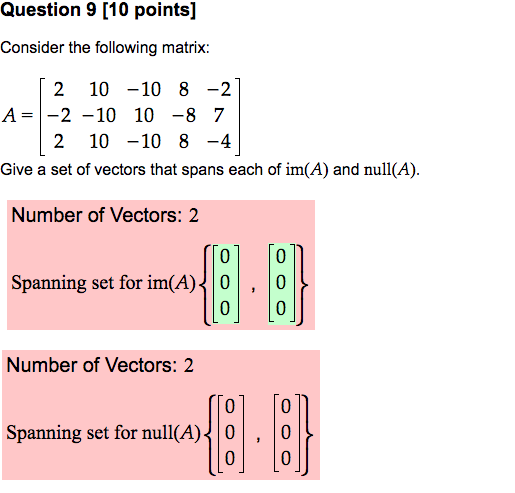 Solved Question 9 [10 points] Consider the following matrix: | Chegg.com