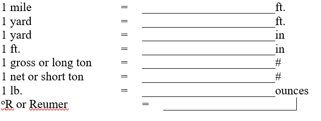 Solved \begin{tabular}{lll} 1 mile & = & ft \\ 1 yard & = & | Chegg.com