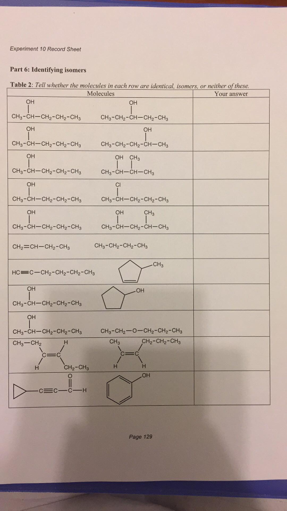 Solved Experiment 10 Record Sheet Part 6: Identifying | Chegg.com