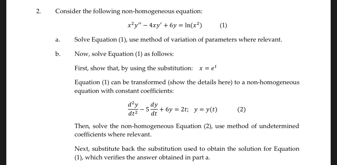 Solved helpConsider the following non-homogeneous | Chegg.com