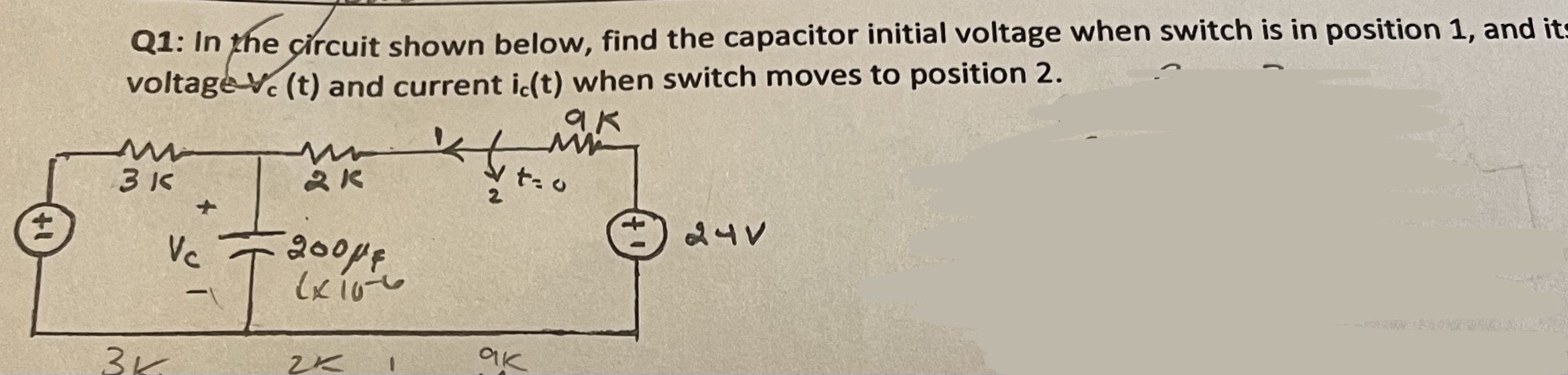 Q1: In the circuit shown below, find the capacitor | Chegg.com