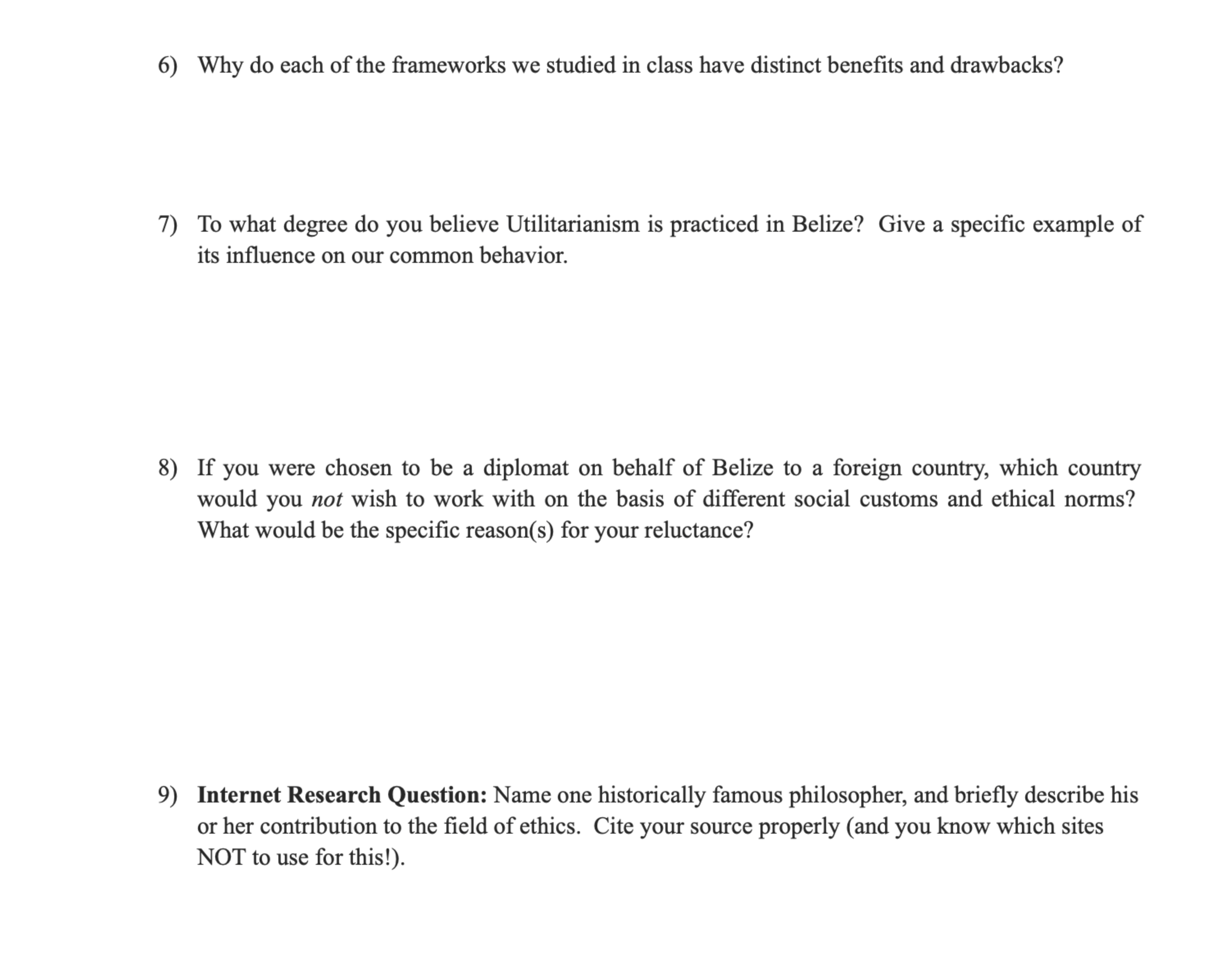 Solved 6) ﻿Why do each of the frameworks we studied in class | Chegg.com