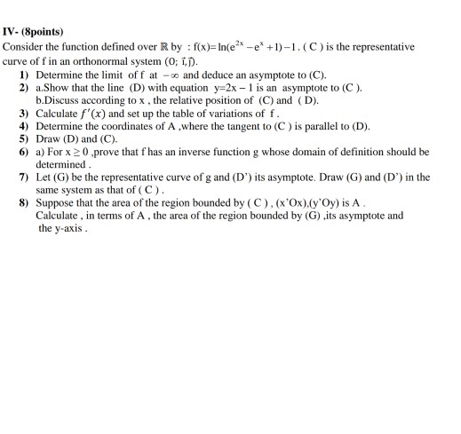 Solved IV- (8points) Consider the function defined over R by | Chegg.com