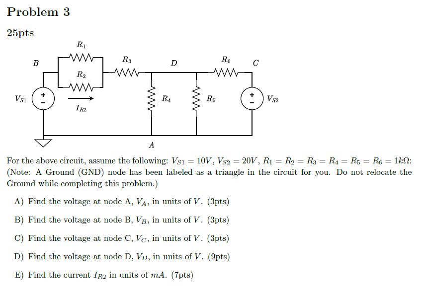 Solved For the above circuit, assume the following: VS1=10 | Chegg.com