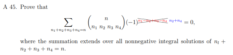 Solved A 45. Prove that ni n2 n3 n4 where the summation | Chegg.com